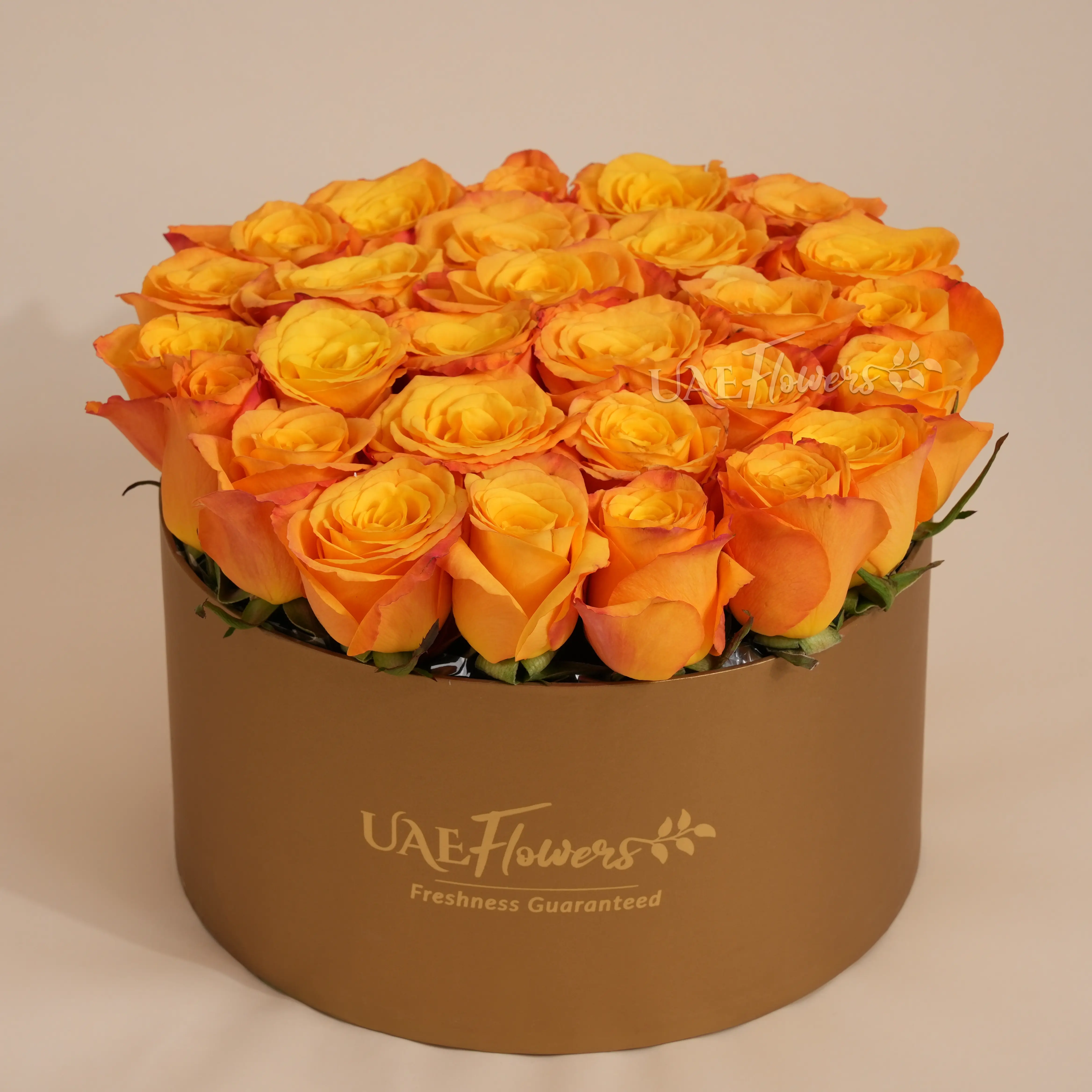 Order Orange Roses Round Box Online